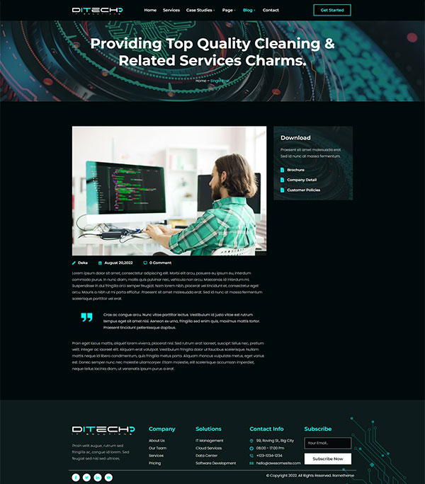 Ditech - IT Solutions & Services Company Elementor Template Kit by Rometheme